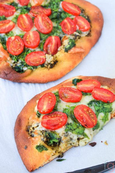 15 Minute Pesto Naan Pizza Recipe | Personal Sized - Savor + Savvy
