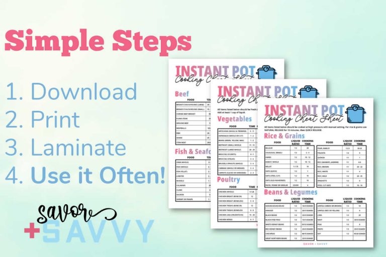 Instant Pot Cooking Times Cheat Sheet | Printable - Savor + Savvy