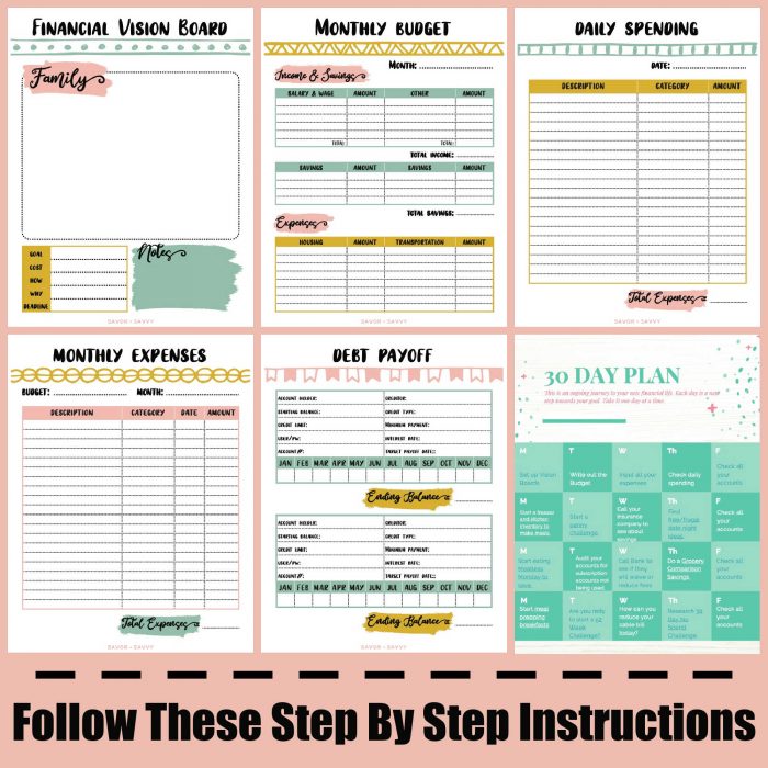 13 Page Savvy Budget Planner with Worksheets - Savor + Savvy