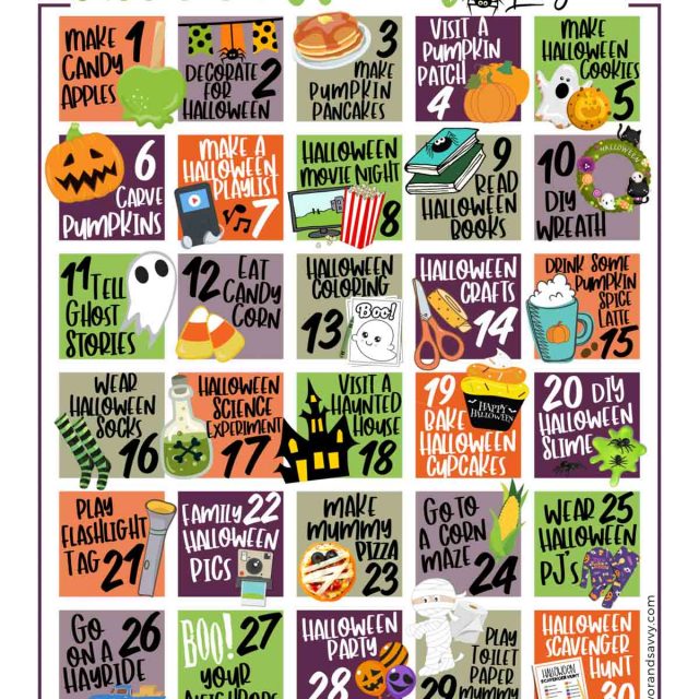 Halloween Advent Calendar: Free Printable 31 Day Boxes - Savor + Savvy