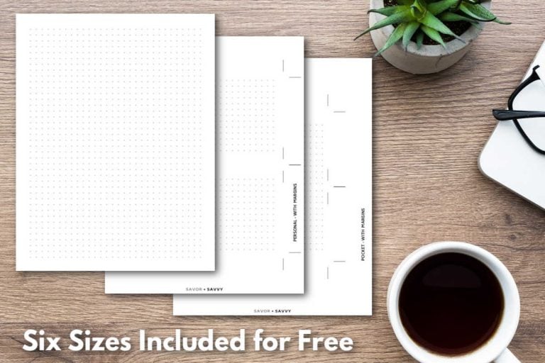 Dot Grid Paper Printable - A4, A5, A6, 8x10, pocket, personal, US letter
