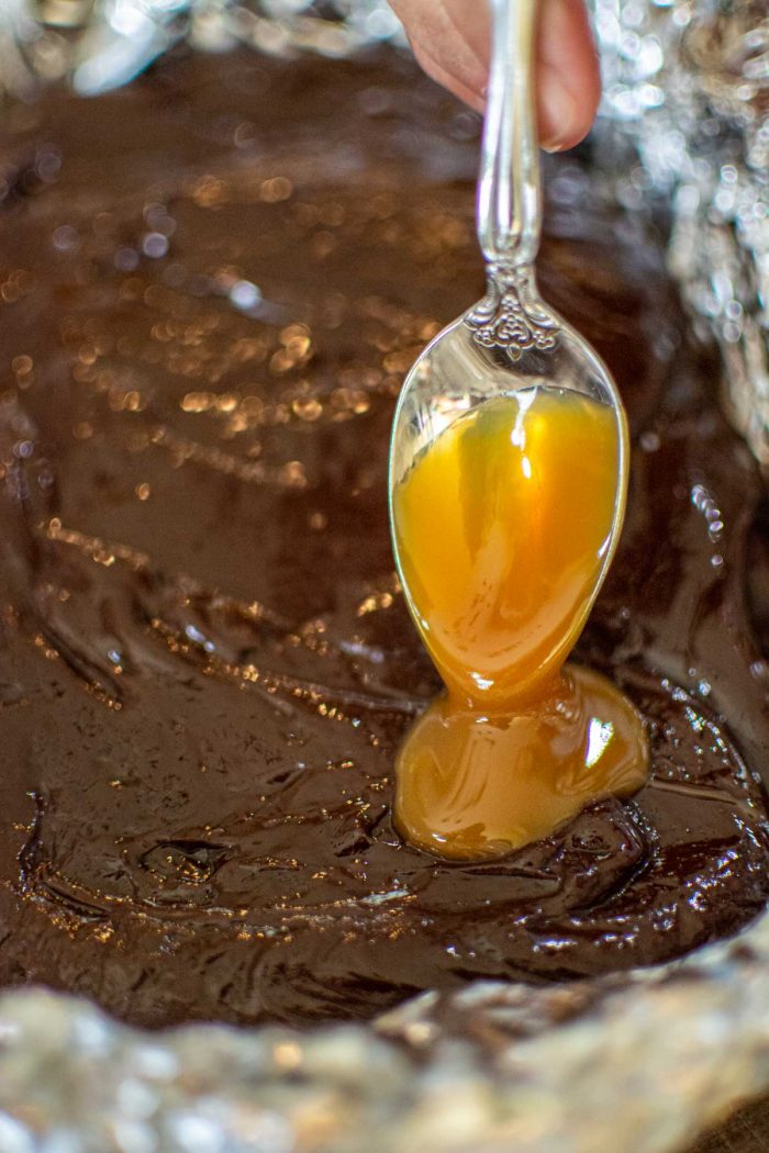 Slow Cooker Fudge with Sea Salt and Caramel - Savor + Savvy