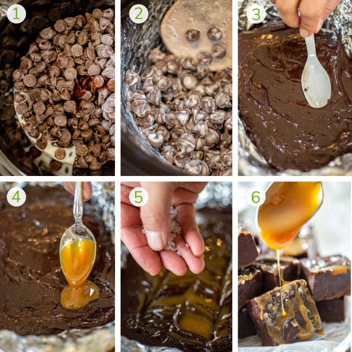 Slow Cooker Fudge with Sea Salt and Caramel - Savor + Savvy