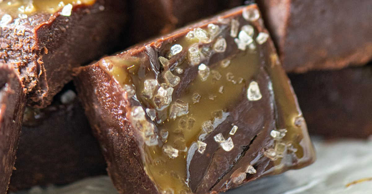 Slow Cooker Fudge with Sea Salt and Caramel - Savor + Savvy