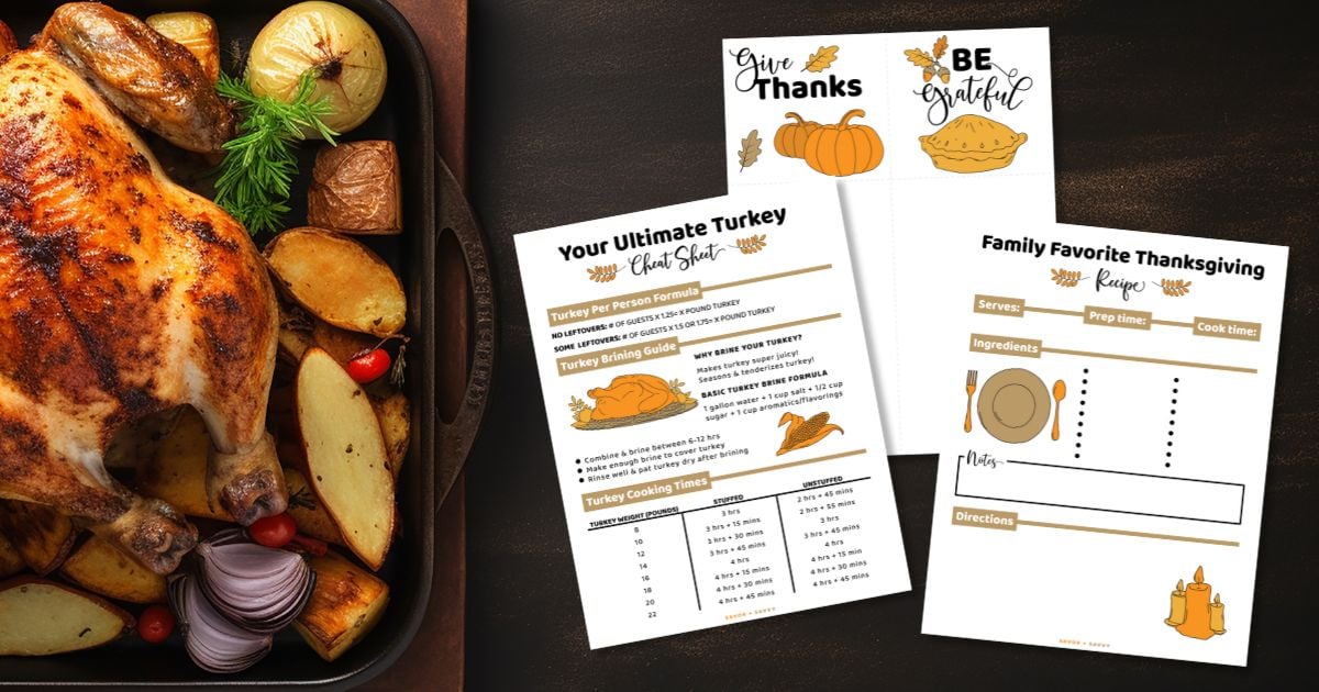 Free Turkey Cheat Sheet Printables {Thanksgiving} - Savor + Savvy