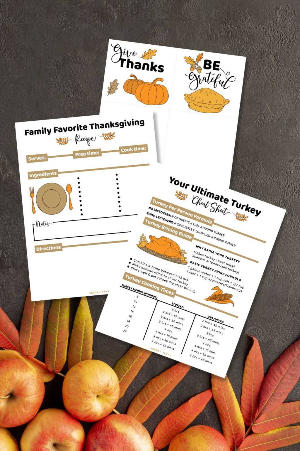 Free Turkey Cheat Sheet Printables {Thanksgiving} - Savor + Savvy