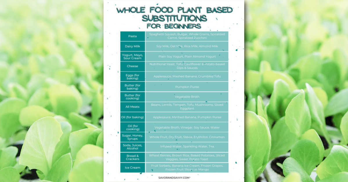 Whole Plant Food Substitutions Free Printable - Savor + Savvy