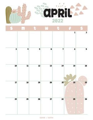April 2022 Calendar - 12 FREE Printables - Savor + Savvy