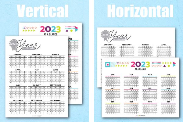 At a Glance Calendar 2023 - Free Printables - Savor + Savvy