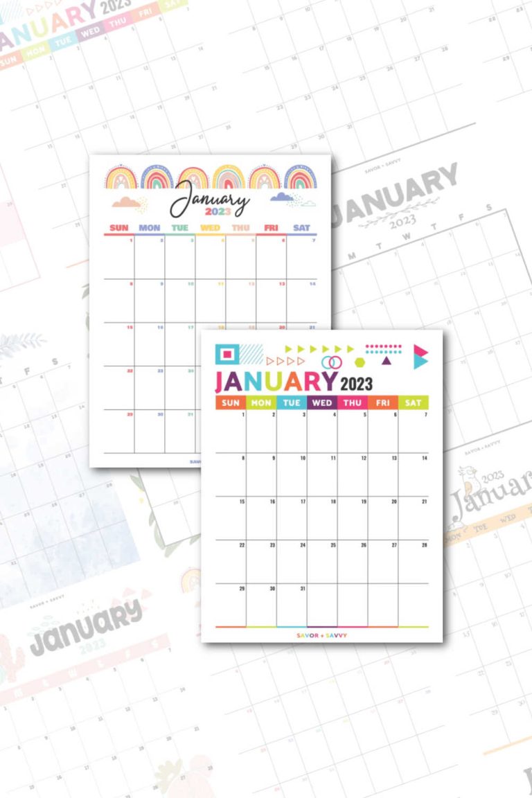 January 2023 Calendar - 12 Free Printables - Savor + Savvy