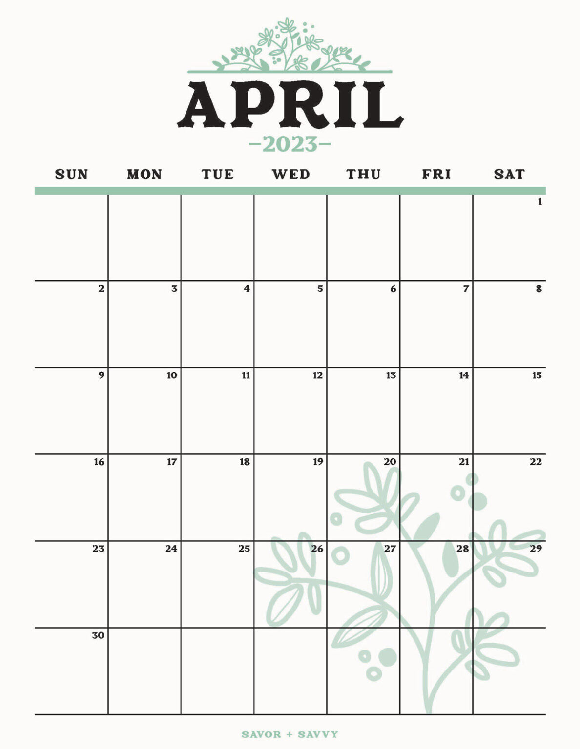April 2023 Calendar Templates - Free Printables - Savor + Savvy