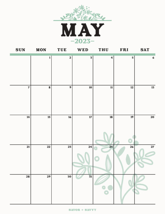 May 2023 Calendar Templates - 12 Free Printables - Savor + Savvy