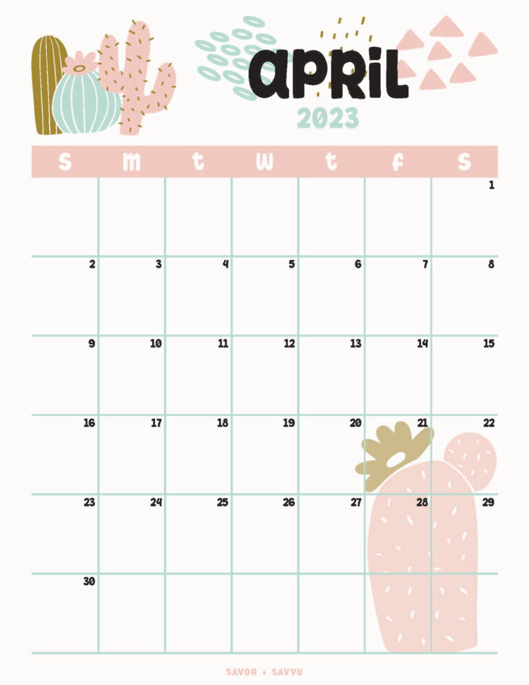 April 2023 Calendar Templates - Free Printables - Savor + Savvy