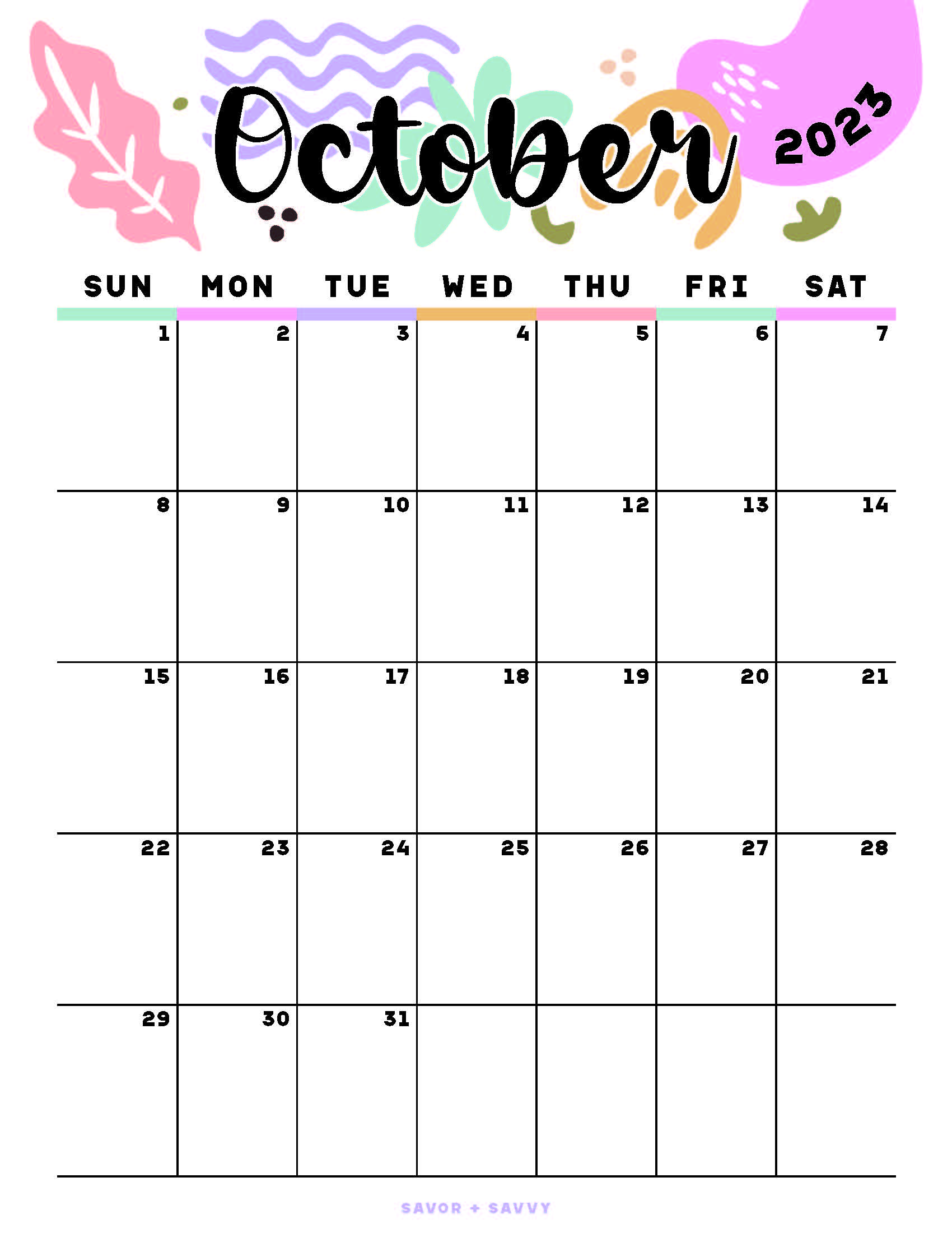 Printable October 2023 Calendar Templates Oggsync