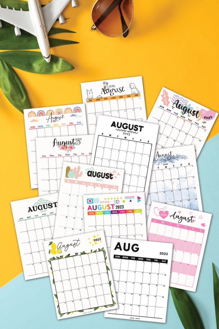 August 2023 Calendar Templates - 12 Free Printables - Savor + Savvy