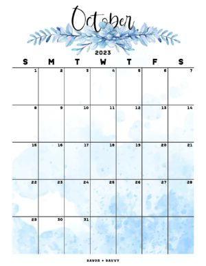 October 2023 Calendar Templates - 12 Free Printables - Savor + Savvy