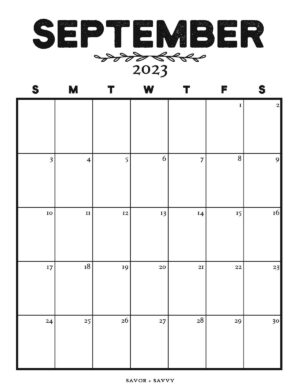 September 2023 Calendar Templates - 12 Free Printables - Savor + Savvy
