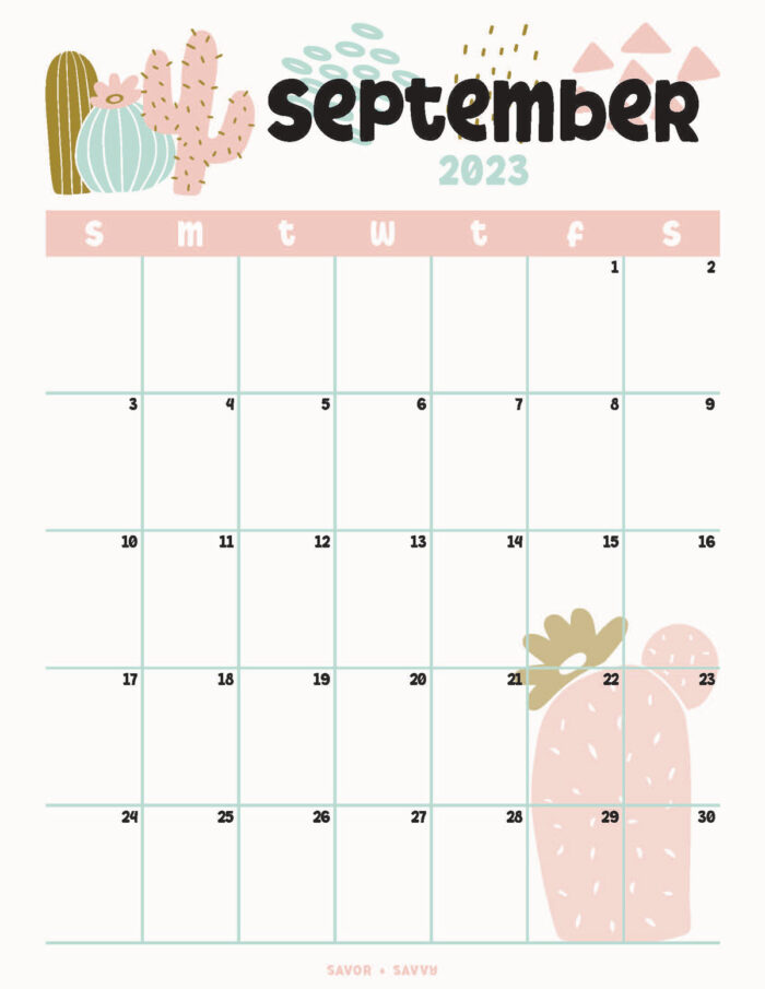 September 2023 Calendar Templates - 12 Free Printables - Savor + Savvy