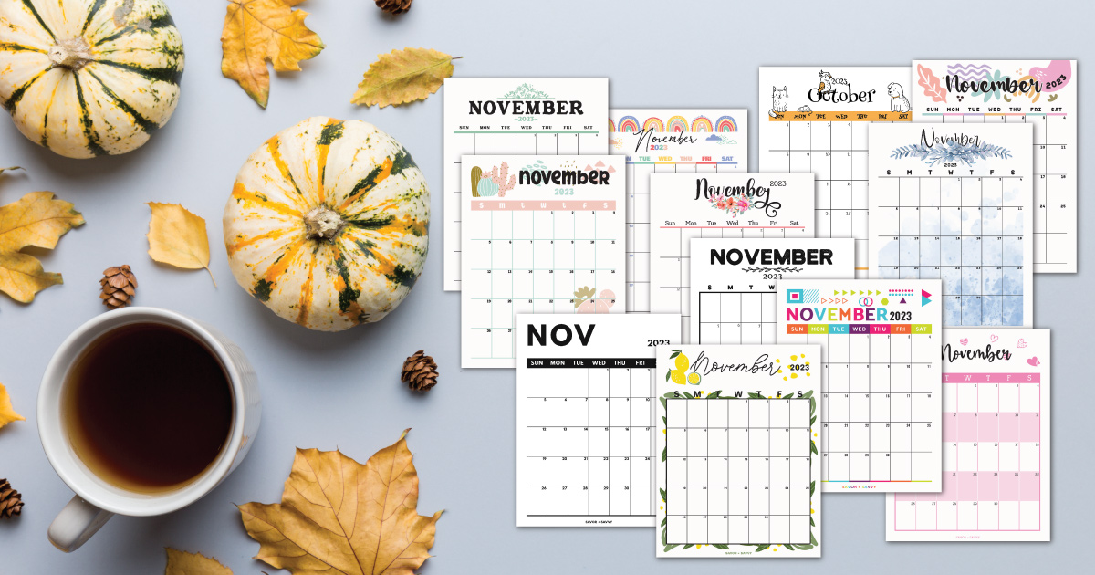 November 2023 Calendar Templates - Savor + Savvy