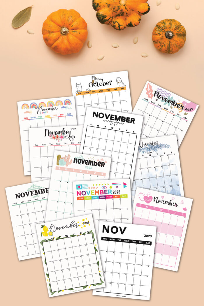 November 2023 Calendar Templates - Savor + Savvy