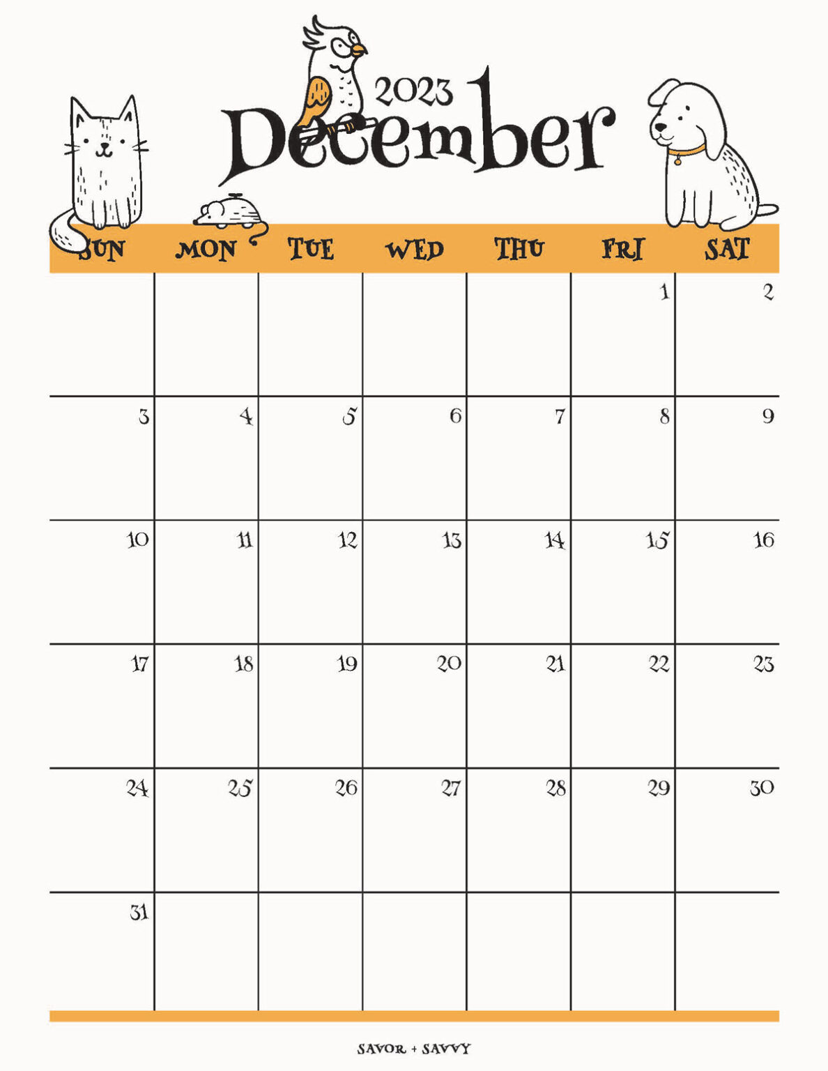 December 2023 Calendar Templates (Free!) - Savor + Savvy