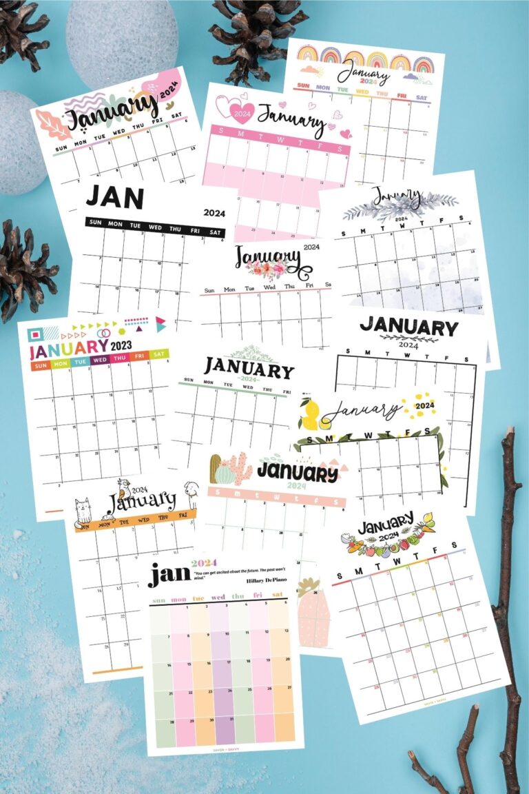 January 2024 Calendar Templates - 14 Free Printables - Savor + Savvy