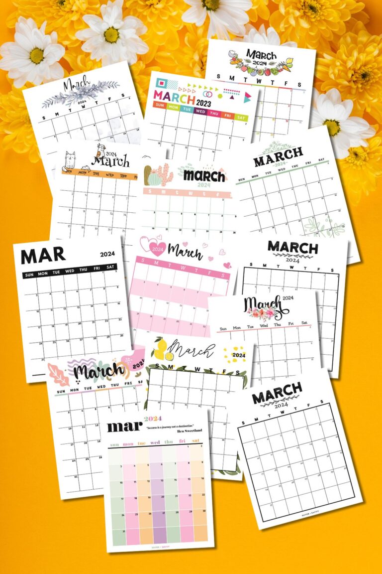 March 2024 Calendar Templates - 14 Free Printables - Savor + Savvy