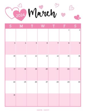 March 2024 Calendar Templates - 14 Free Printables - Savor + Savvy