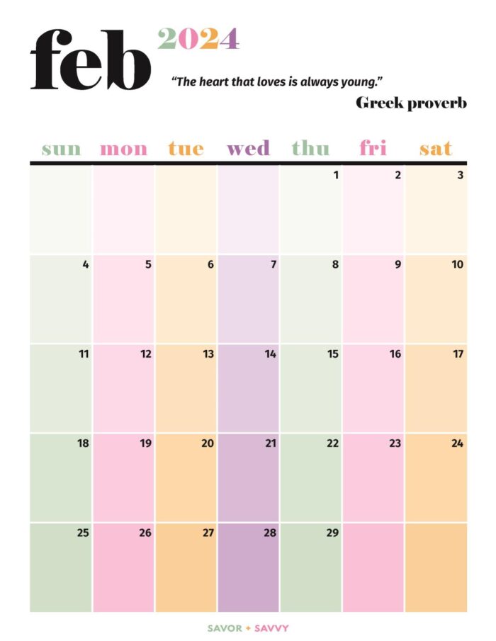 February 2024 Calendar Templates - 14 Free Printables - Savor + Savvy