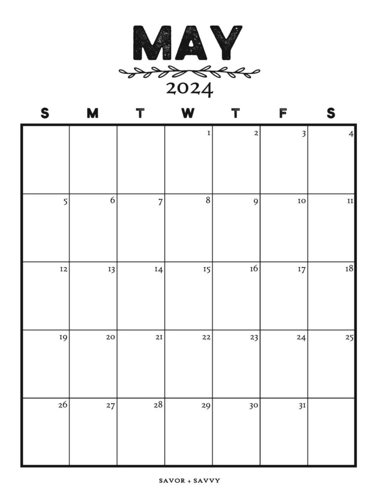 May 2024 Calendar Templates – 14 Free Printables - Savor + Savvy