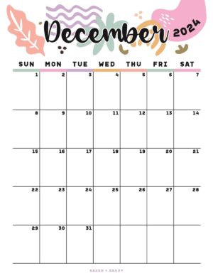 December 2024 Calendar Templates - 14 Free Printables - Savor + Savvy