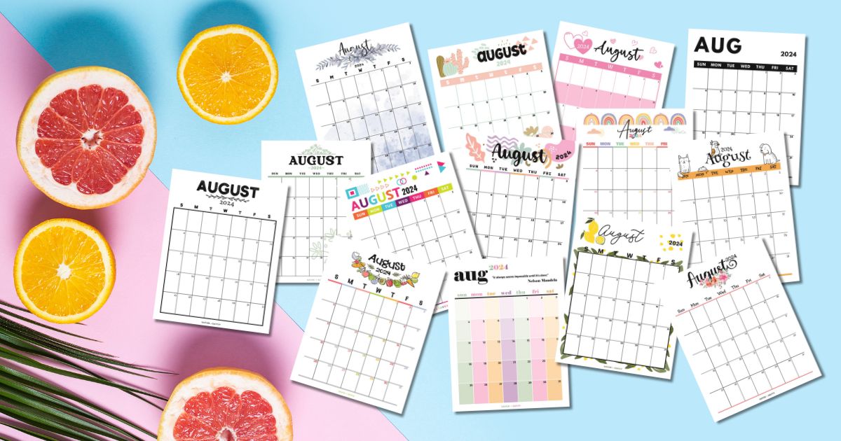August 2024 Calendar Templates – 14 Free Printables - Savor + Savvy