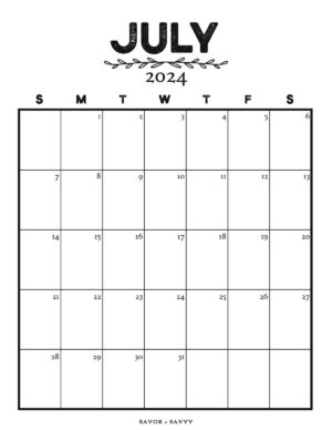 July 2024 Calendar Templates – 14 Free Printables - Savor + Savvy
