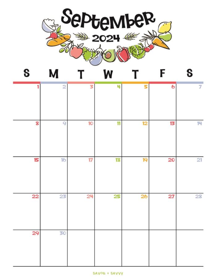 September 2024 Calendar Templates – 14 Free Printables - Savor + Savvy