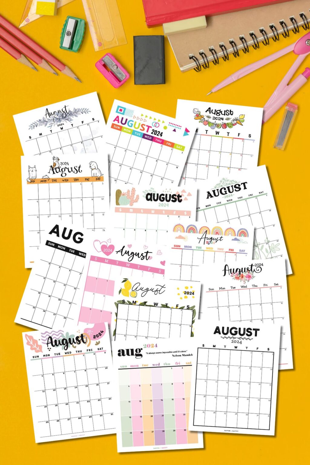 August 2024 Calendar Templates – 14 Free Printables - Savor + Savvy