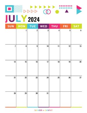 July 2024 Calendar Templates – 14 Free Printables - Savor + Savvy