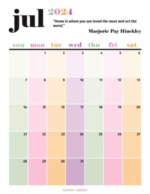July 2024 Calendar Templates – 14 Free Printables - Savor + Savvy