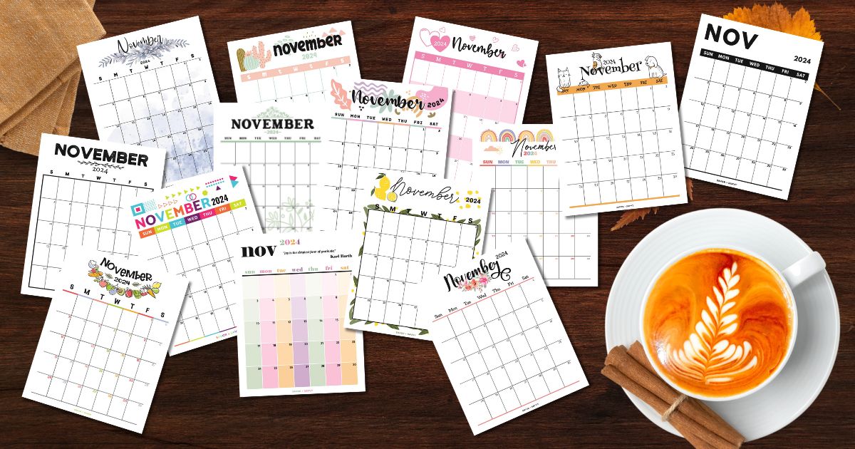 November 2024 Calendar Templates – 14 Free Printables - Savor + Savvy