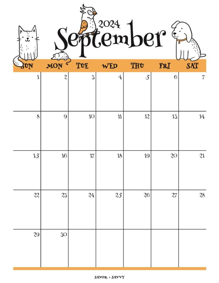 September 2024 Calendar Templates – 14 Free Printables - Savor + Savvy