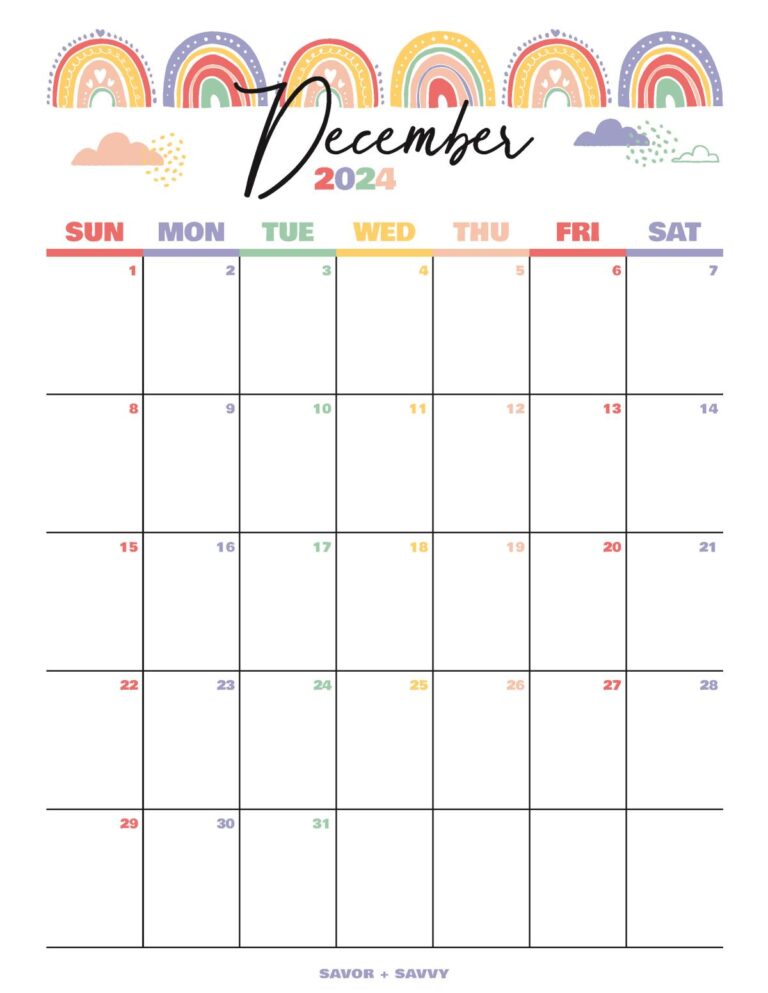 December 2024 Calendar Templates - 14 Free Printables - Savor + Savvy