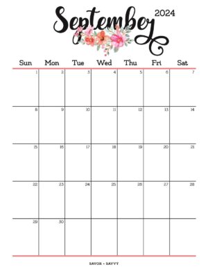 September 2024 Calendar Templates – 14 Free Printables - Savor + Savvy