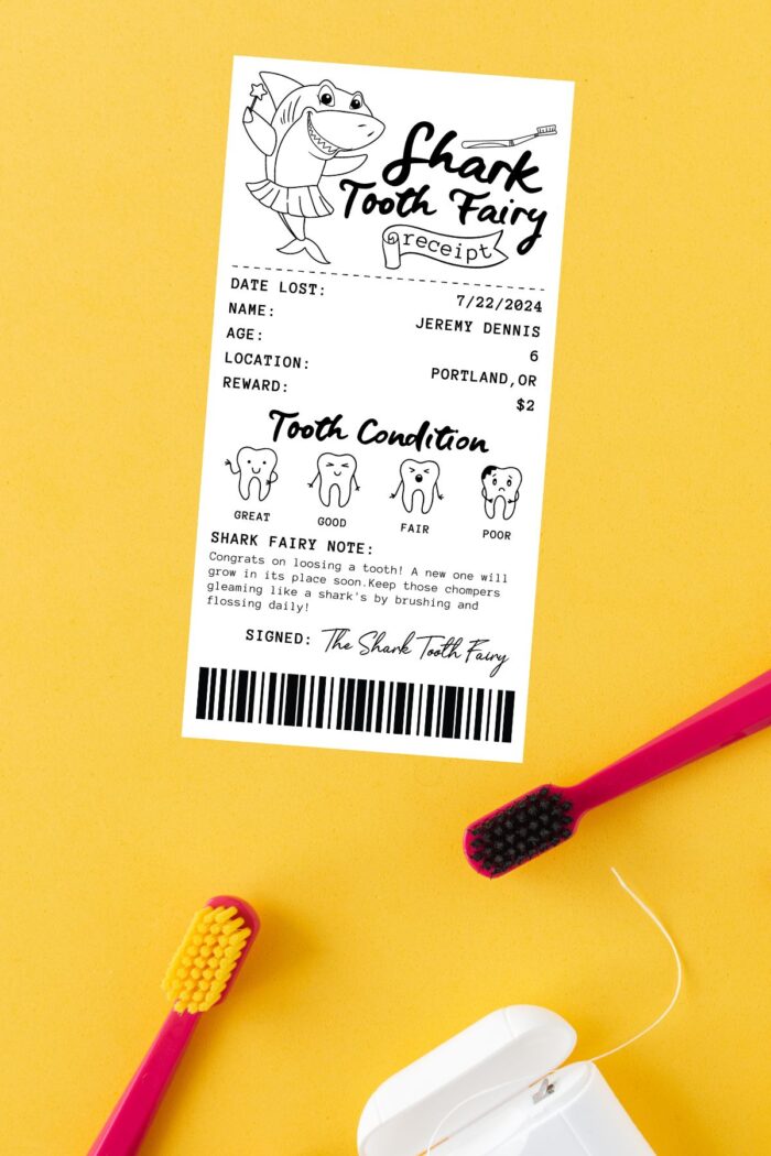 Free Printable Shark Tooth Fairy Receipt (Shark Week Fun) - Savor + Savvy