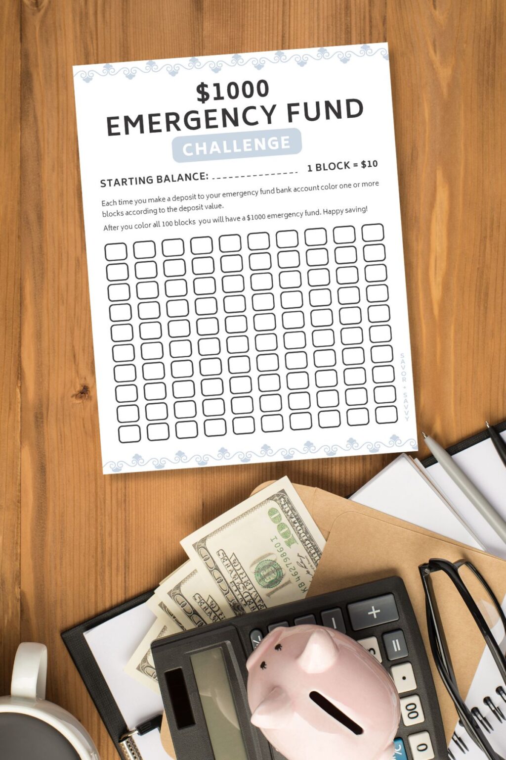 Emergency Fund Savings Tracker Printable - Savor + Savvy