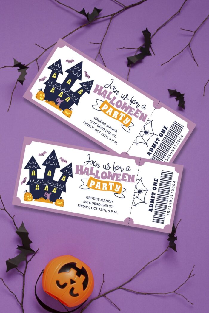 Free Printable Halloween Party Ticket - Editable Invitation - Savor + Savvy
