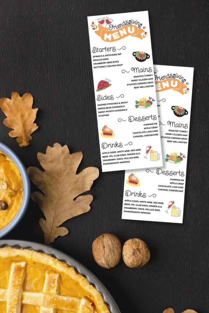 Free Printable & Editable Friendsgiving Menu - Savor + Savvy