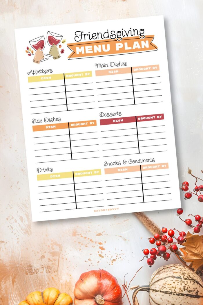 Free Printable Friendsgiving Menu Plan - Savor + Savvy