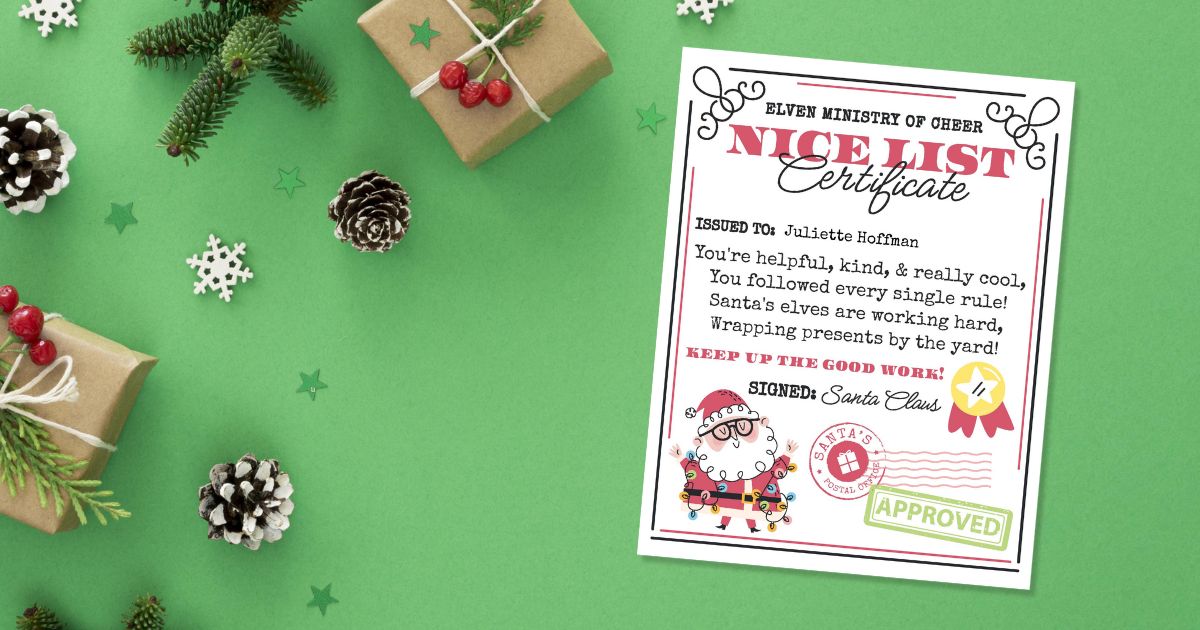 Free Printable & Editable Nice List Certificate - Savor + Savvy