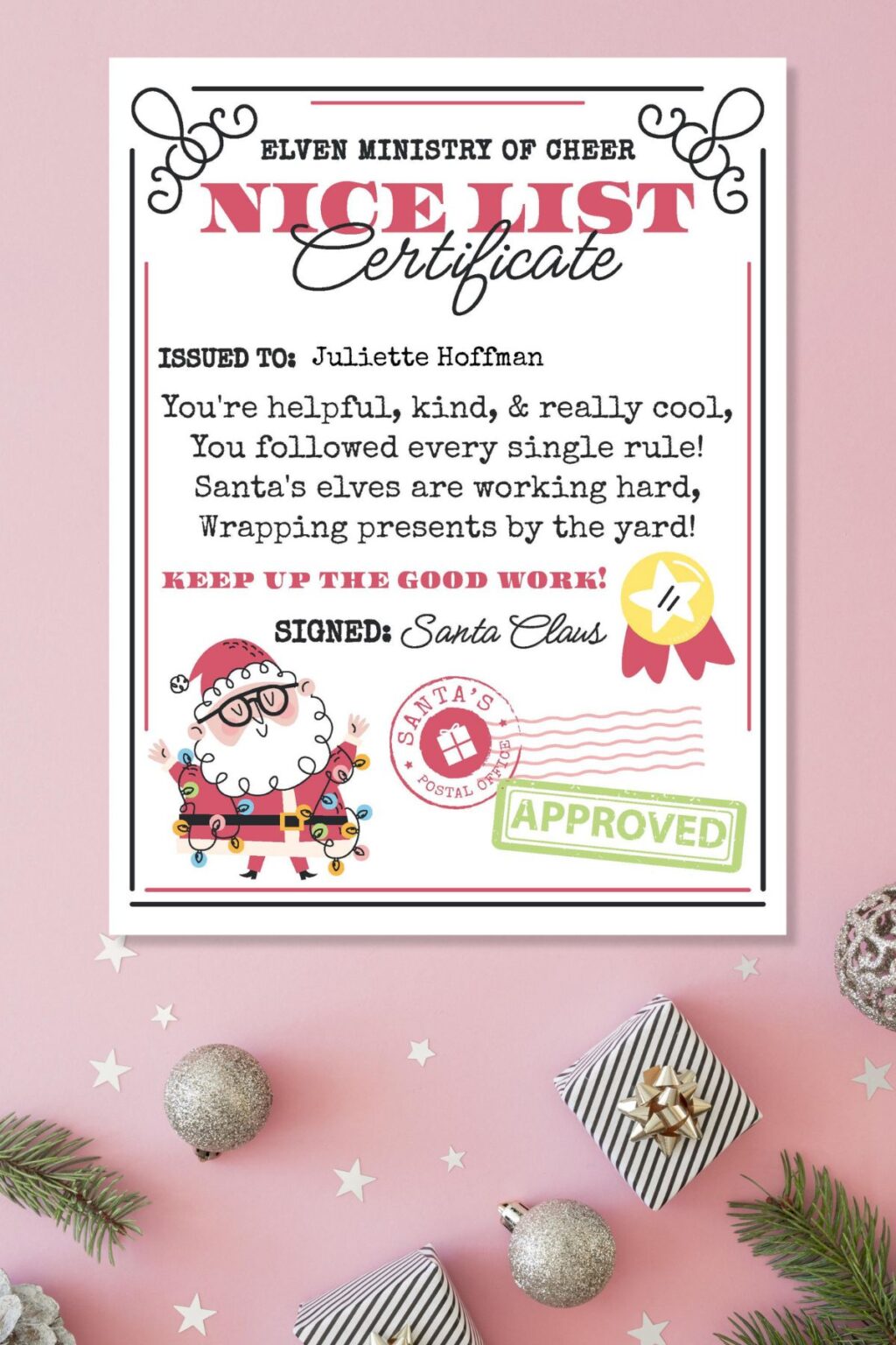Free Printable & Editable Nice List Certificate - Savor + Savvy