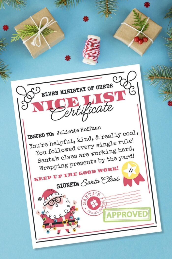 Free Printable & Editable Nice List Certificate - Savor + Savvy