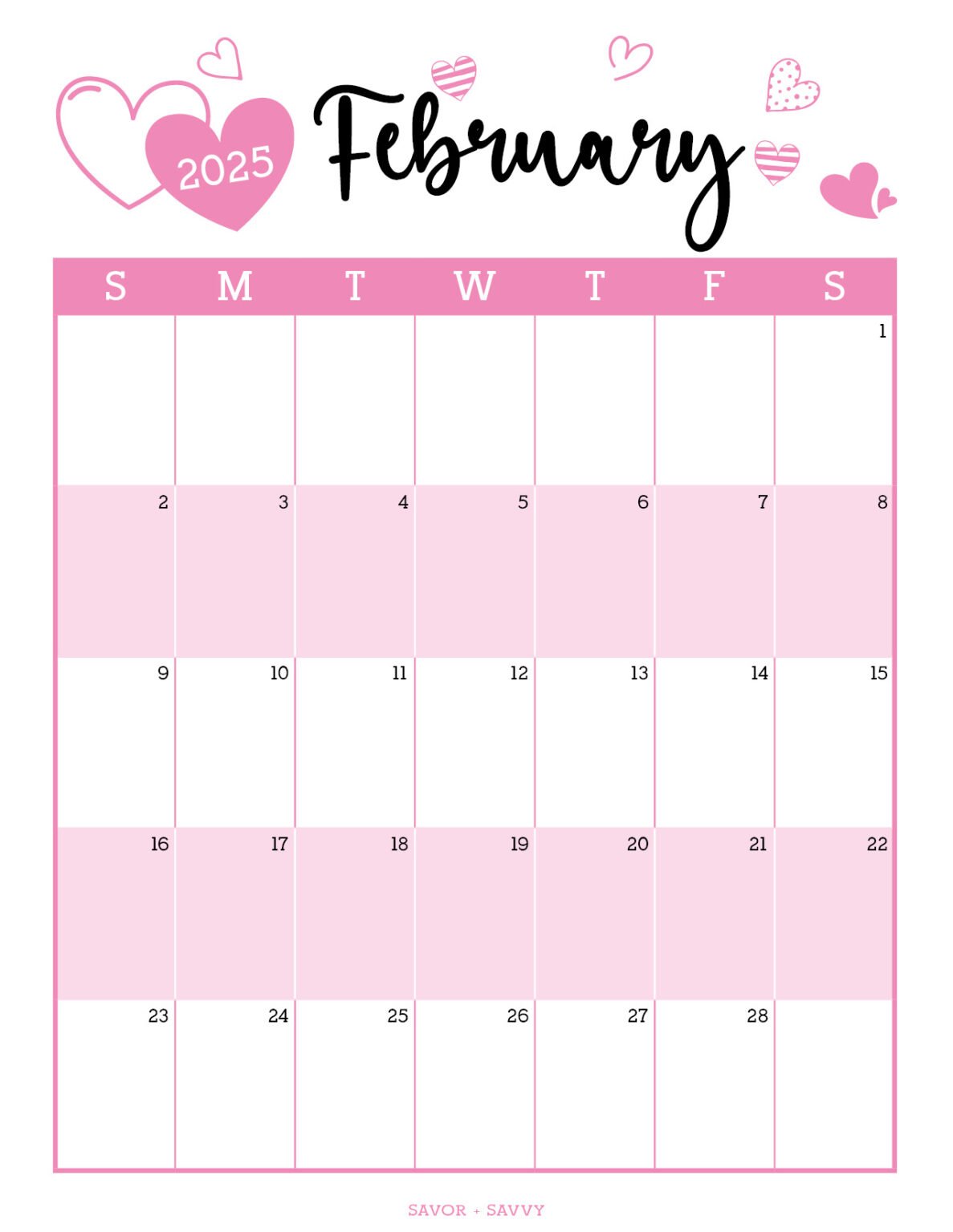 February 2025 Calendar Templates - 14 Free Printables - Savor + Savvy